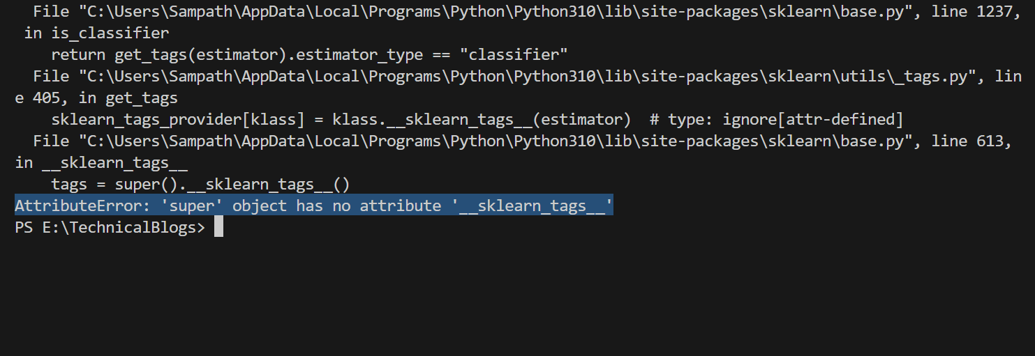 ‘super Object Has No Attribute ‘sklearntags 8038